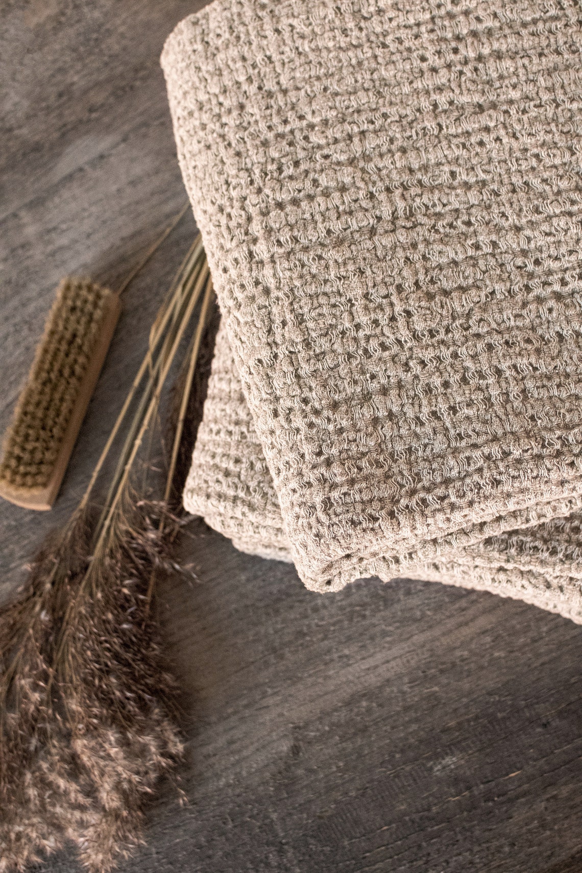 Natural Linen Bath Towels Rustic Waffle Body Towels Thick | Etsy