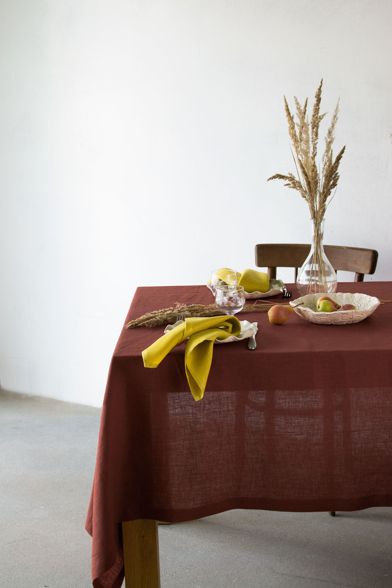 Terracotta Linen Tablecloth Summer Dinner Table Decor Cloth Wedding ...