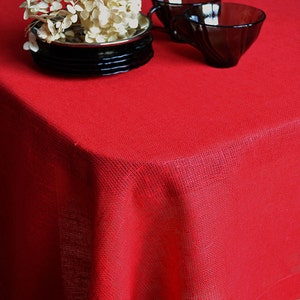 Red Linen Tablecloth Rustic Long Table Cloth Christmas Vegan Table ...