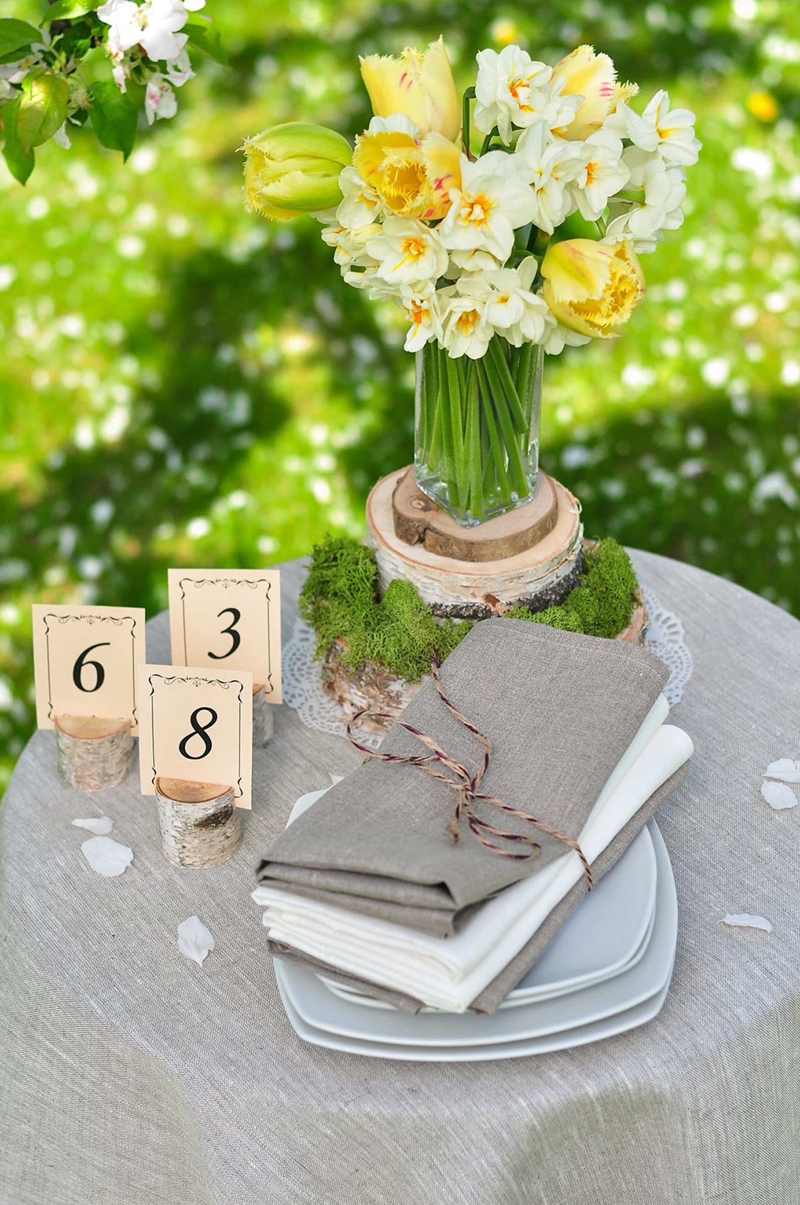 Table Setting Natural Linen Napkins Set of 12 Reusable Napkins Wedding ...