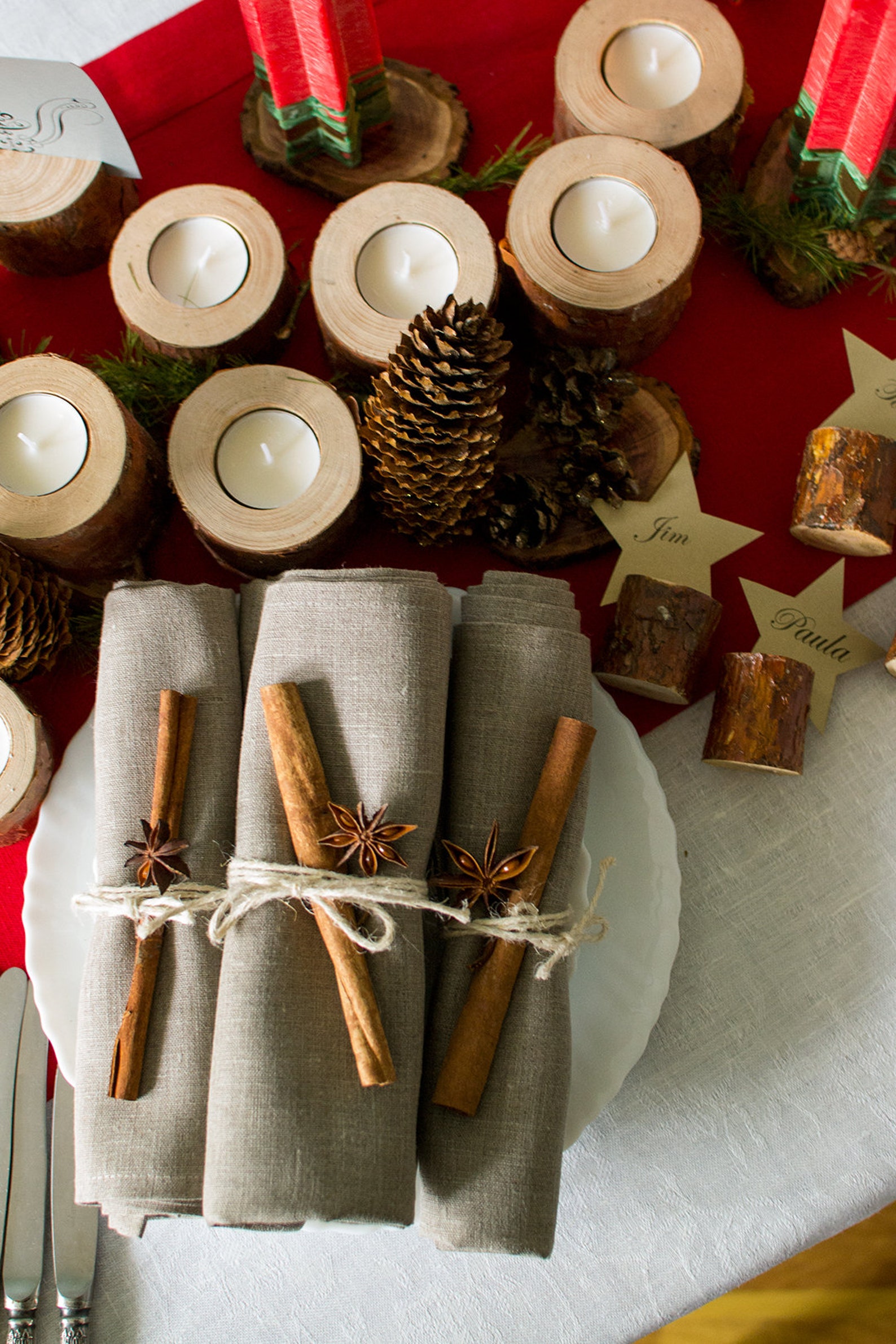 Table Setting Natural Linen Napkins Set of 12 Reusable Napkins Wedding ...