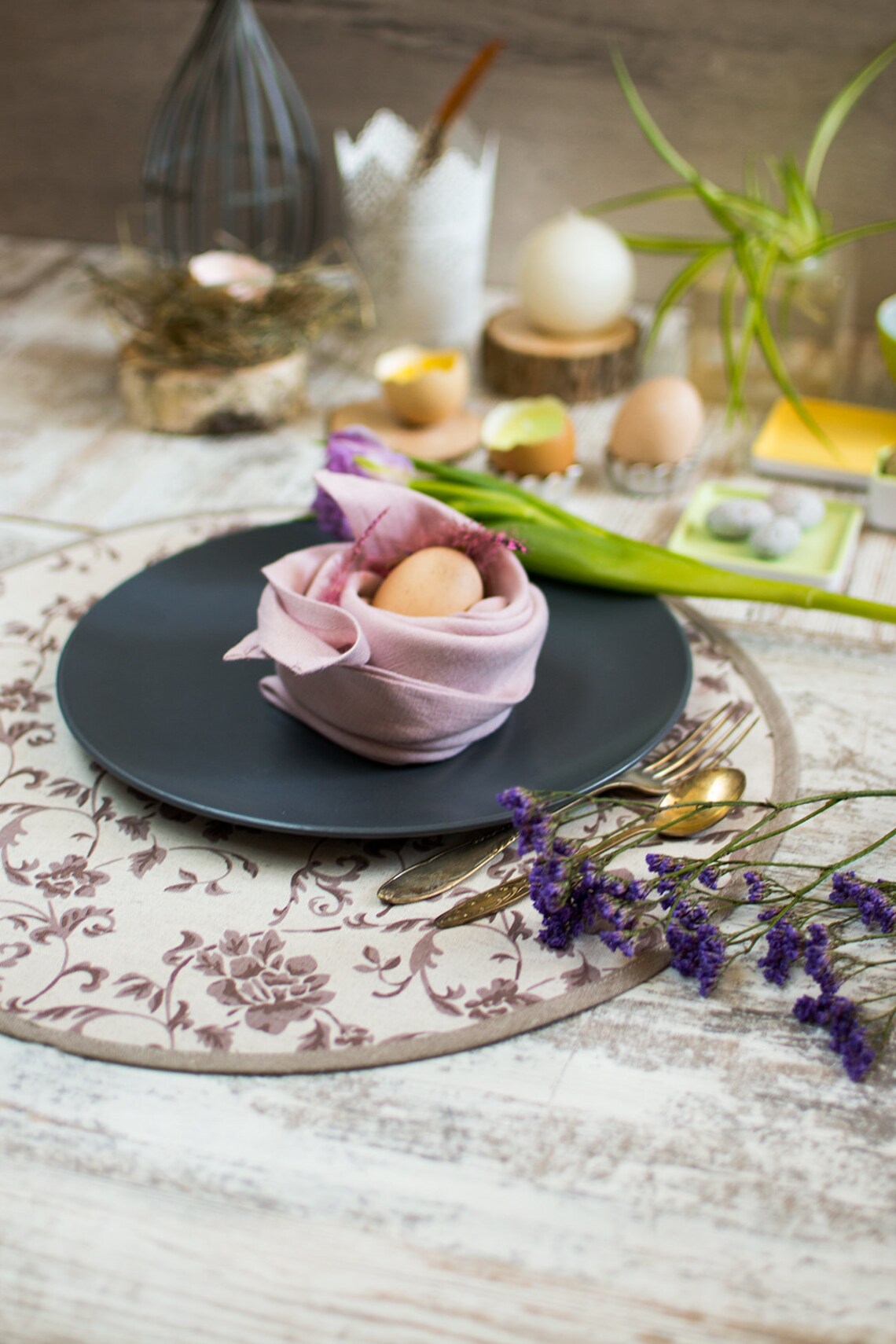 Round Linen Placemats Easter Dinner Place Mats Set 4 Circle - Etsy