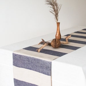 Wide Stripe Linen Table Runner Wedding Shower Runner Rustic Natural ...