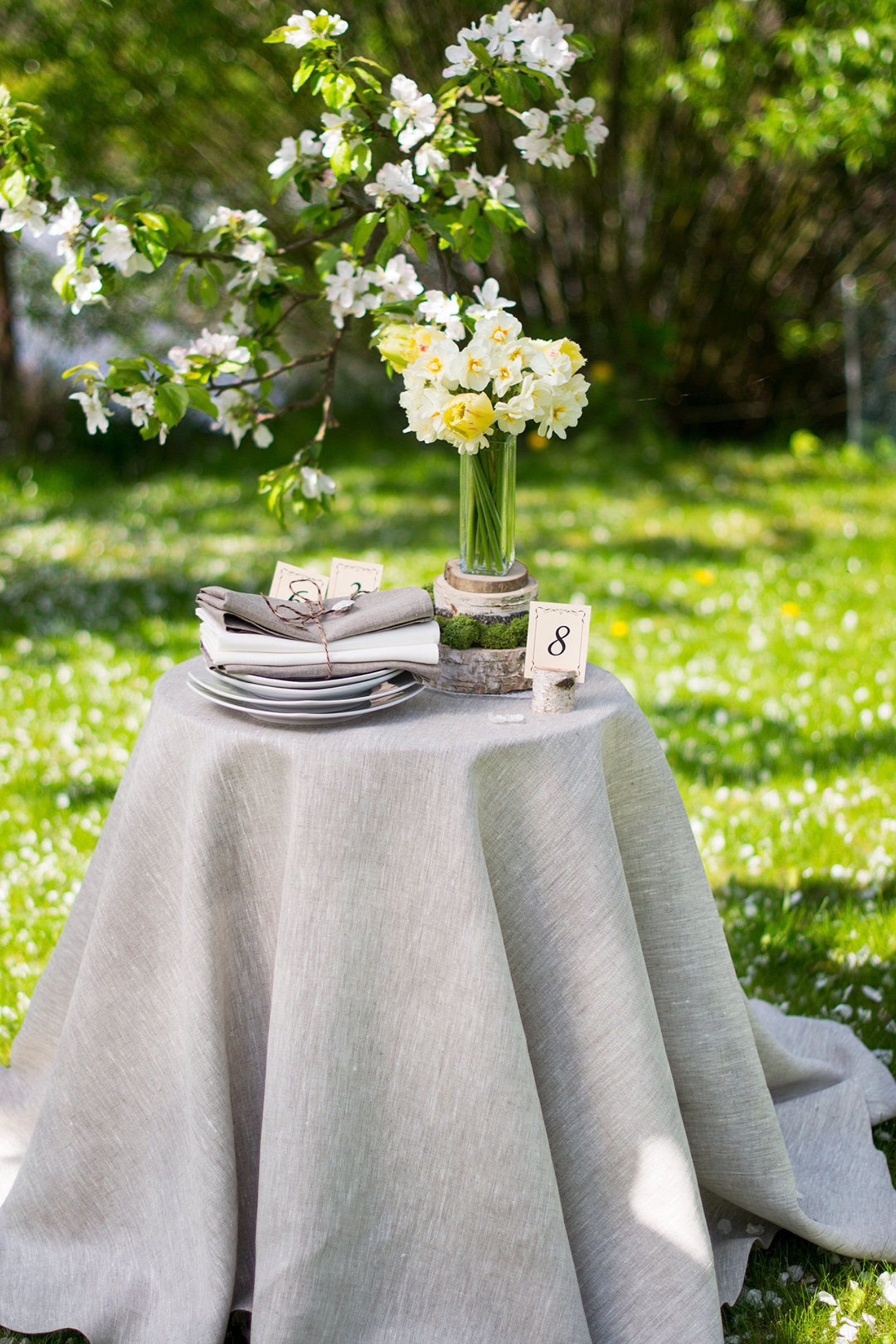 Large Round Tablecloth Wedding Table Decor 70, 90, 100 Beige Natural ...