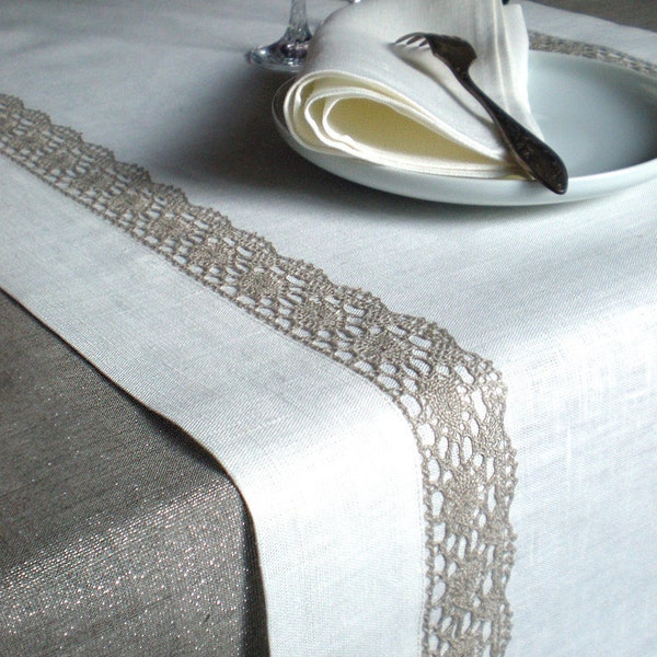 Linen Lace Runner - Etsy