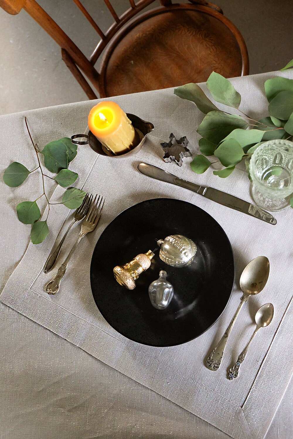 White silver placemats from linen Metallic table decor Set of | Etsy