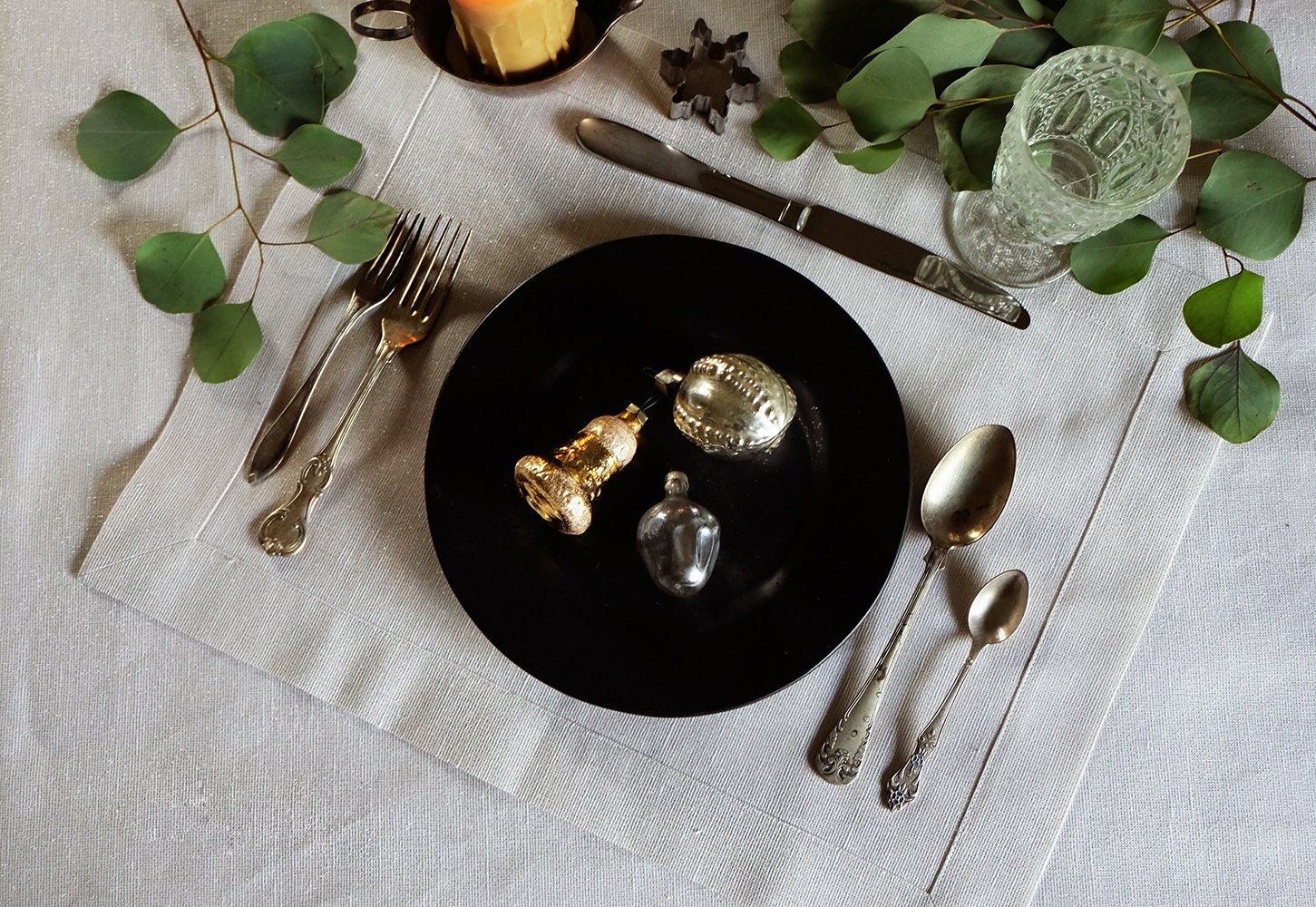 White silver placemats from linen Metallic table decor Set of | Etsy