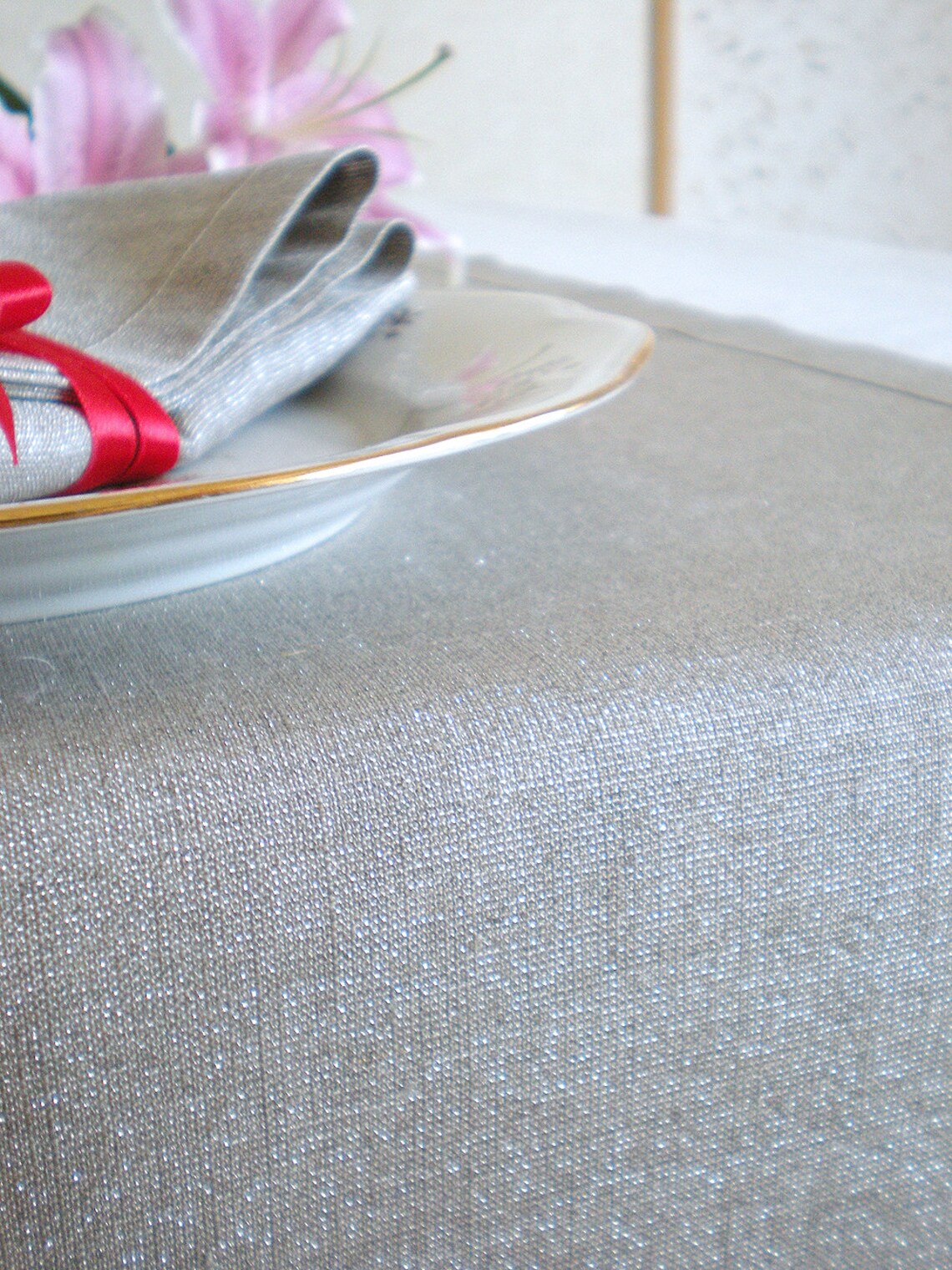 Silver Linen Table RUNNER Wedding Shower Runner Christmas - Etsy
