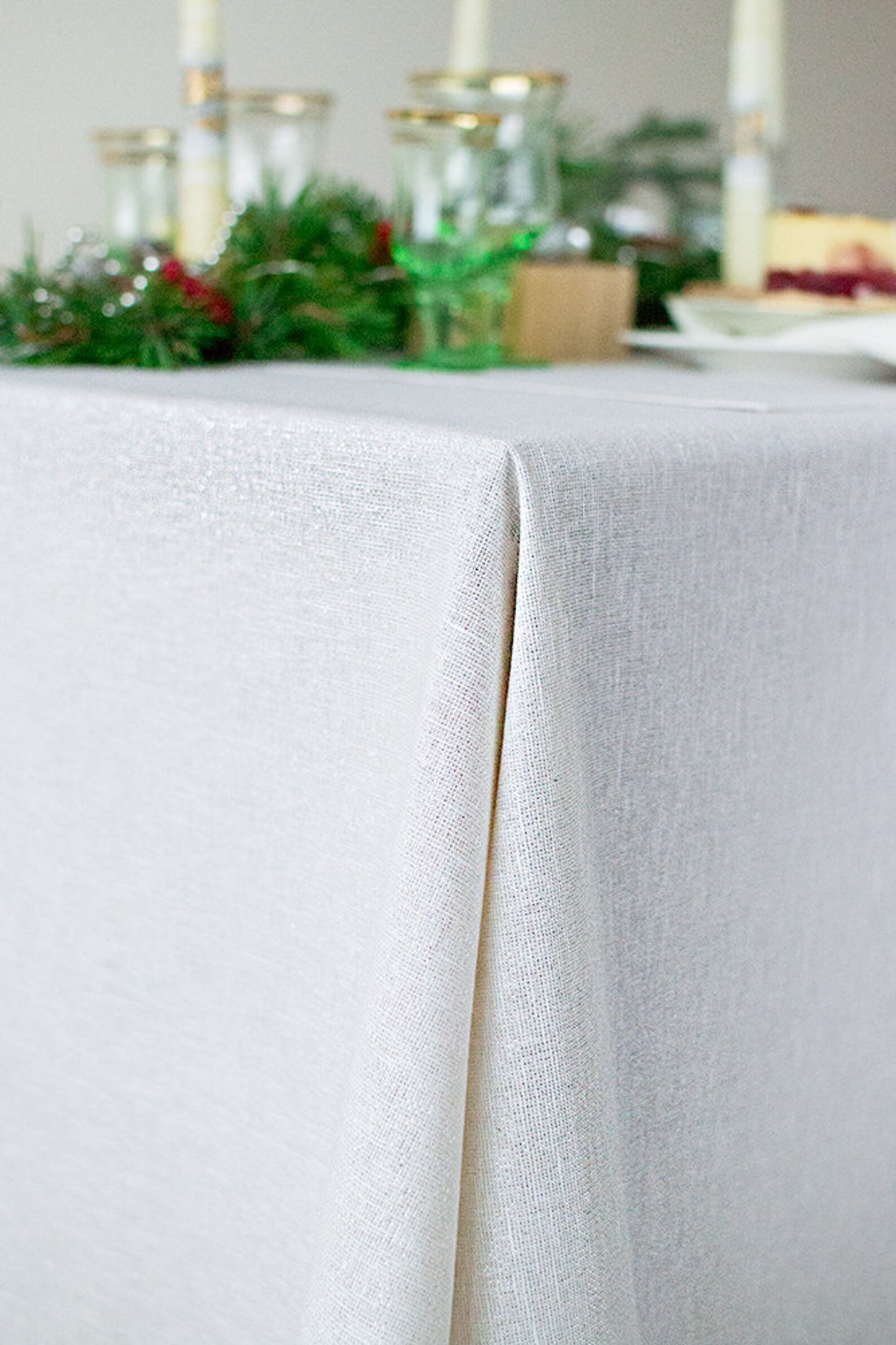 Silver TABLECLOTH Christmas Tablecloth Wedding Table Linen - Etsy