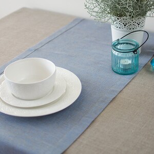Blue Linen TABLE RUNNER Summer Dinner Long Runner Woodland Wedding ...