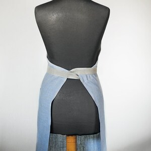Linen Full Apron Natural Gray With Light Blue Apron Grey Traditional ...