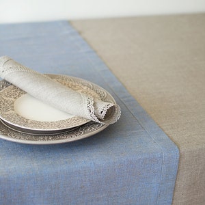 Blue Linen TABLE RUNNER Summer Dinner Long Runner Woodland Wedding ...