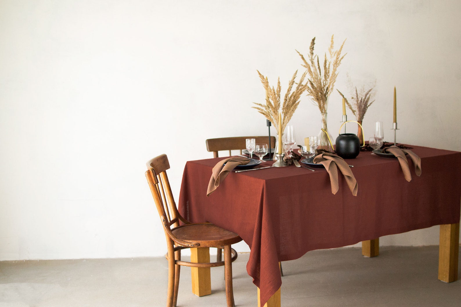 Terracotta Linen Tablecloth Summer Dinner Table Decor Cloth Wedding ...