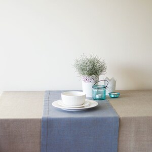 Blue Linen TABLE RUNNER Summer Dinner Long Runner Woodland Wedding ...