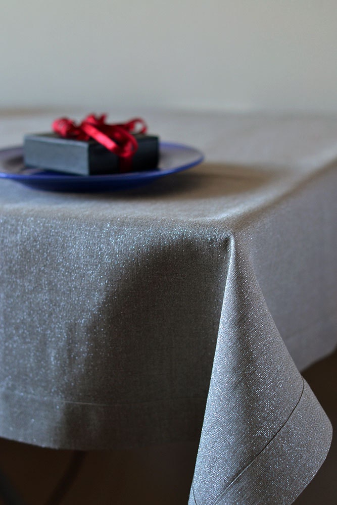 Silver Linen TABLECLOTH Metallic Wedding Dinner Table Cover - Etsy