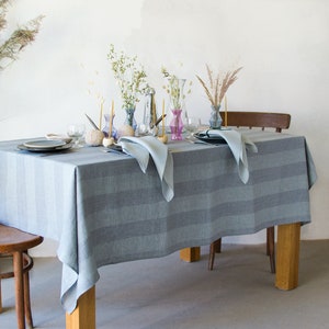Blue Gray Linen Tablecloth Dinner Table Decor Cloth Wedding Party ...