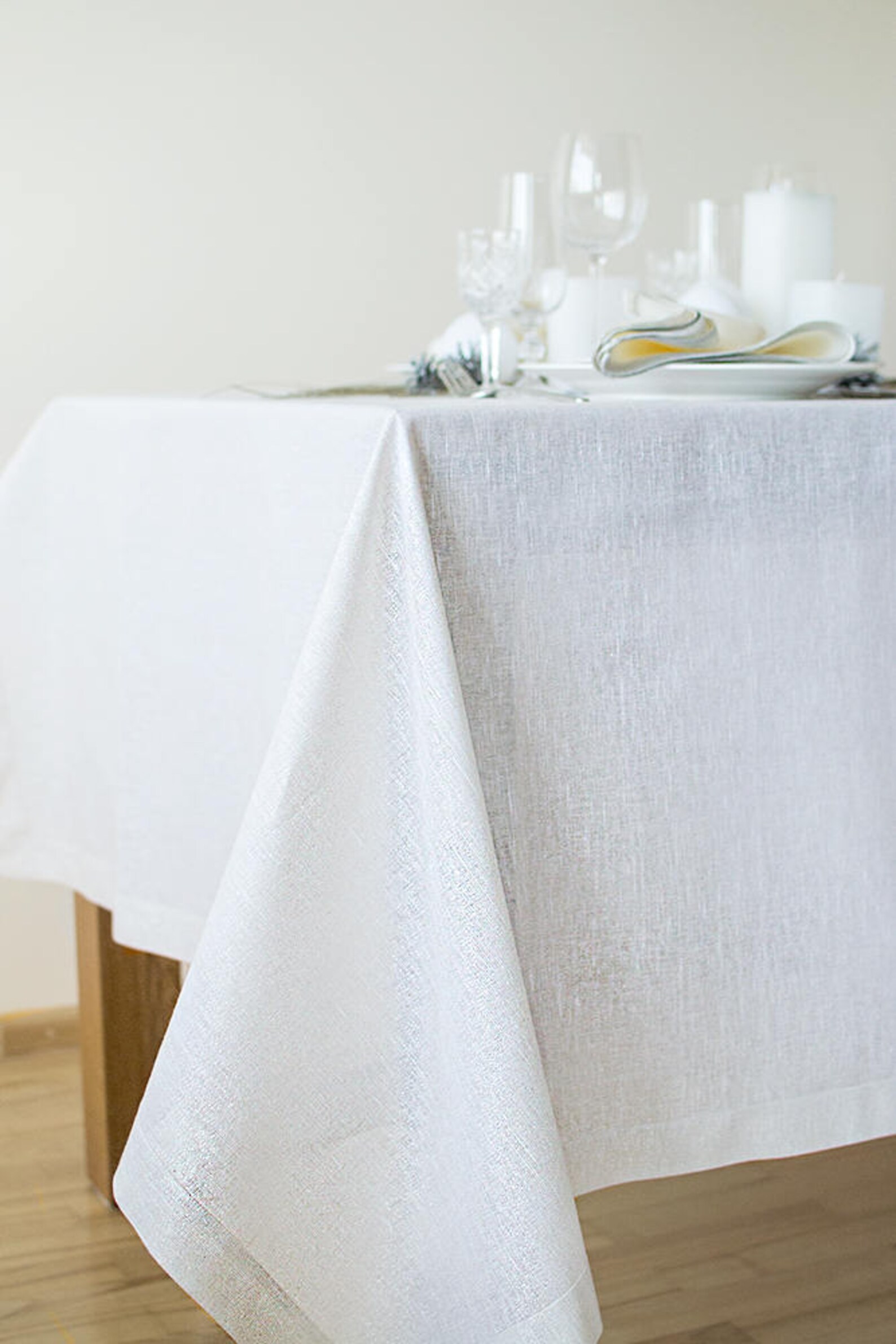 Silver TABLECLOTH Christmas Tablecloth Wedding Table Linen - Etsy