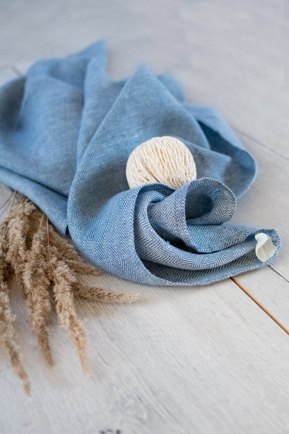 Blue Linen Towel Men Herringbone Towel Lake House Bath Sheet Stone ...