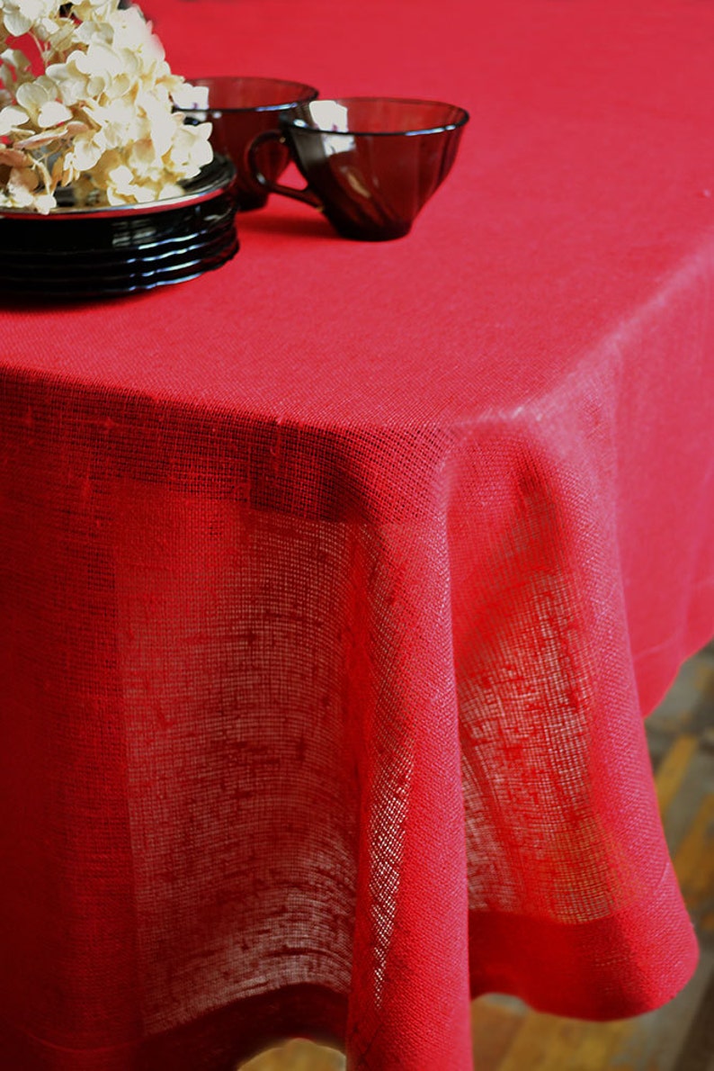 Red Linen Tablecloth Rustic Long Table Cloth Christmas Vegan - Etsy