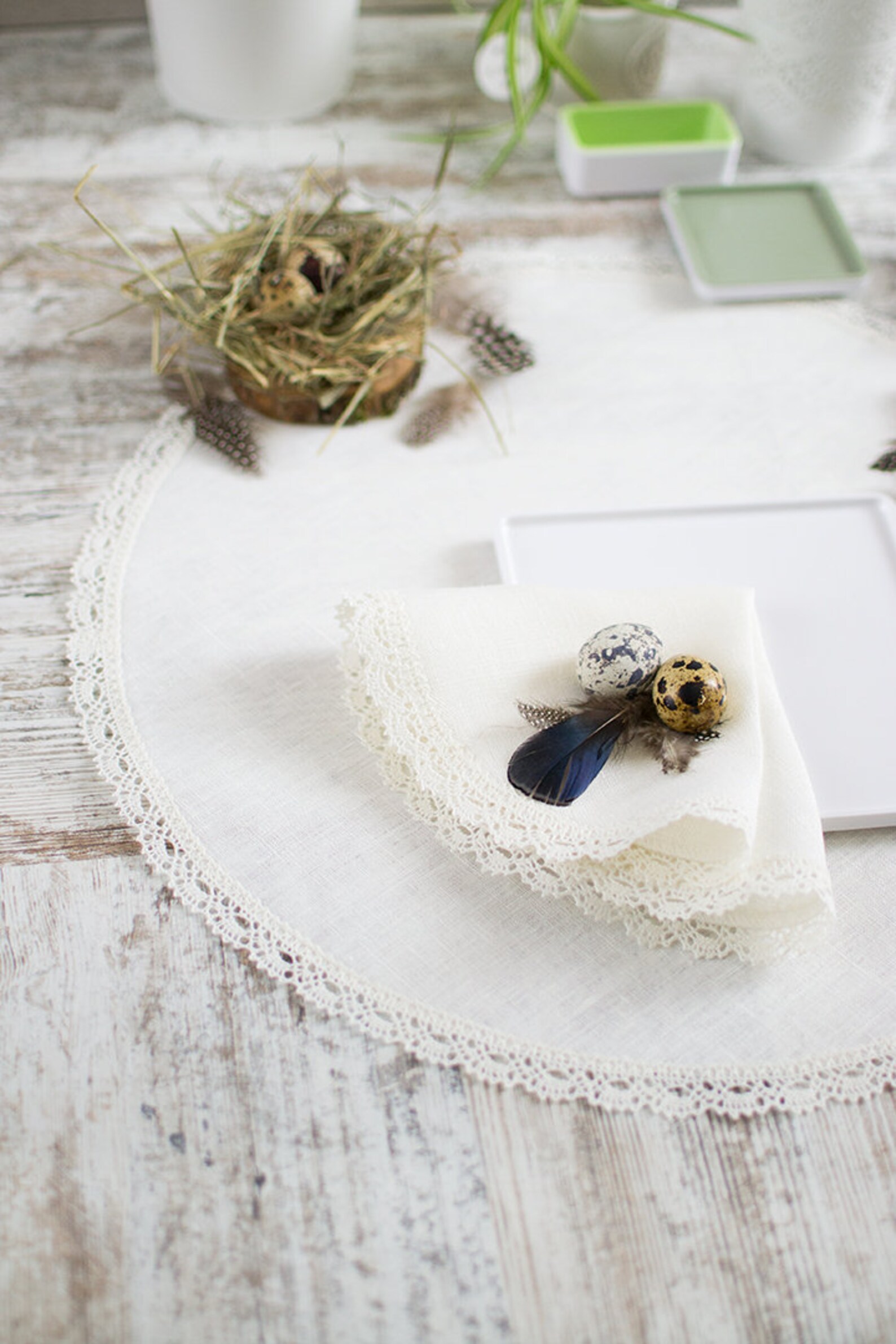 White linen napkins cloth Wedding dinner napkins Set of | Etsy