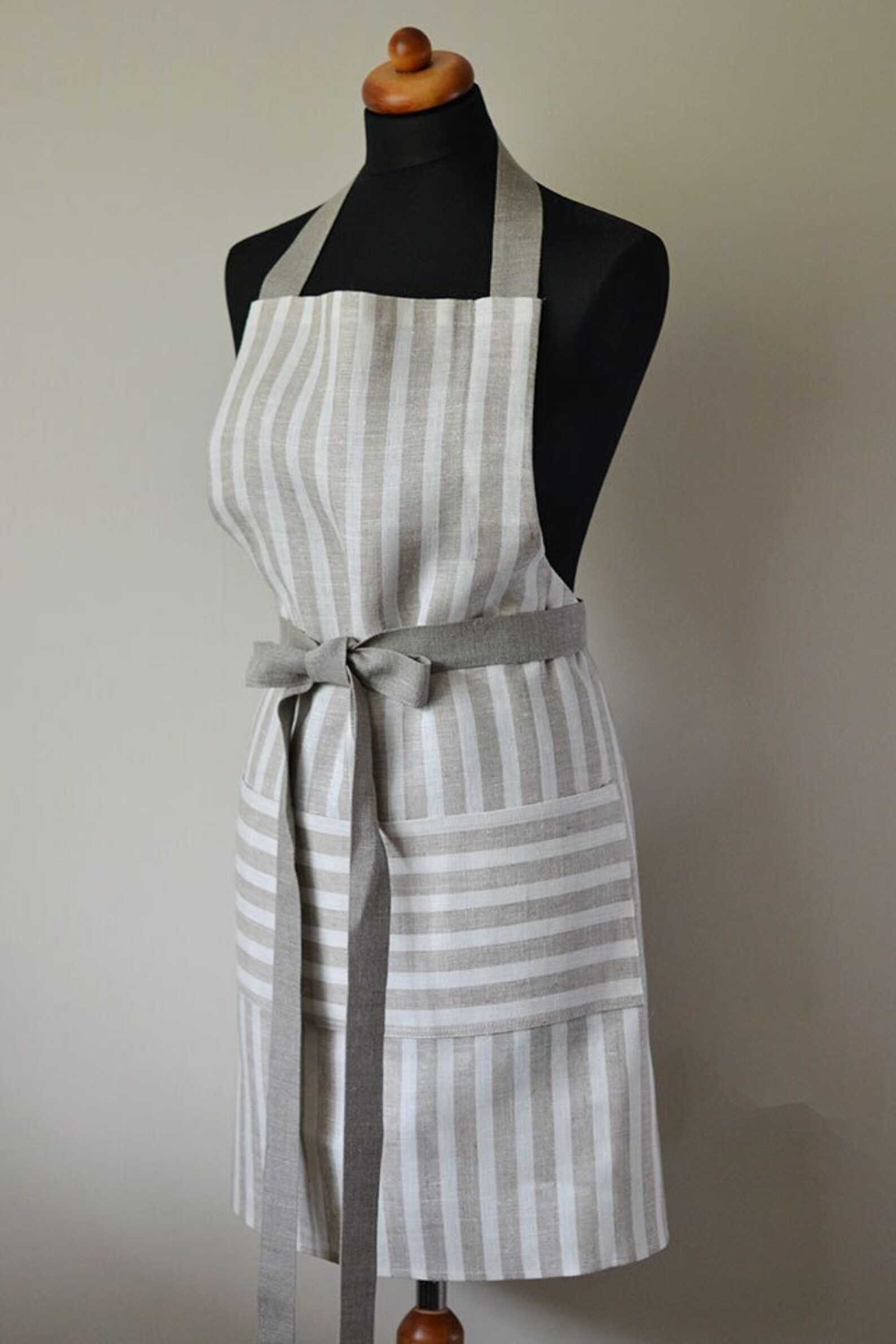 Linen Apron Striped Full Apron Natural Linen Apron Foodie Gift - Etsy