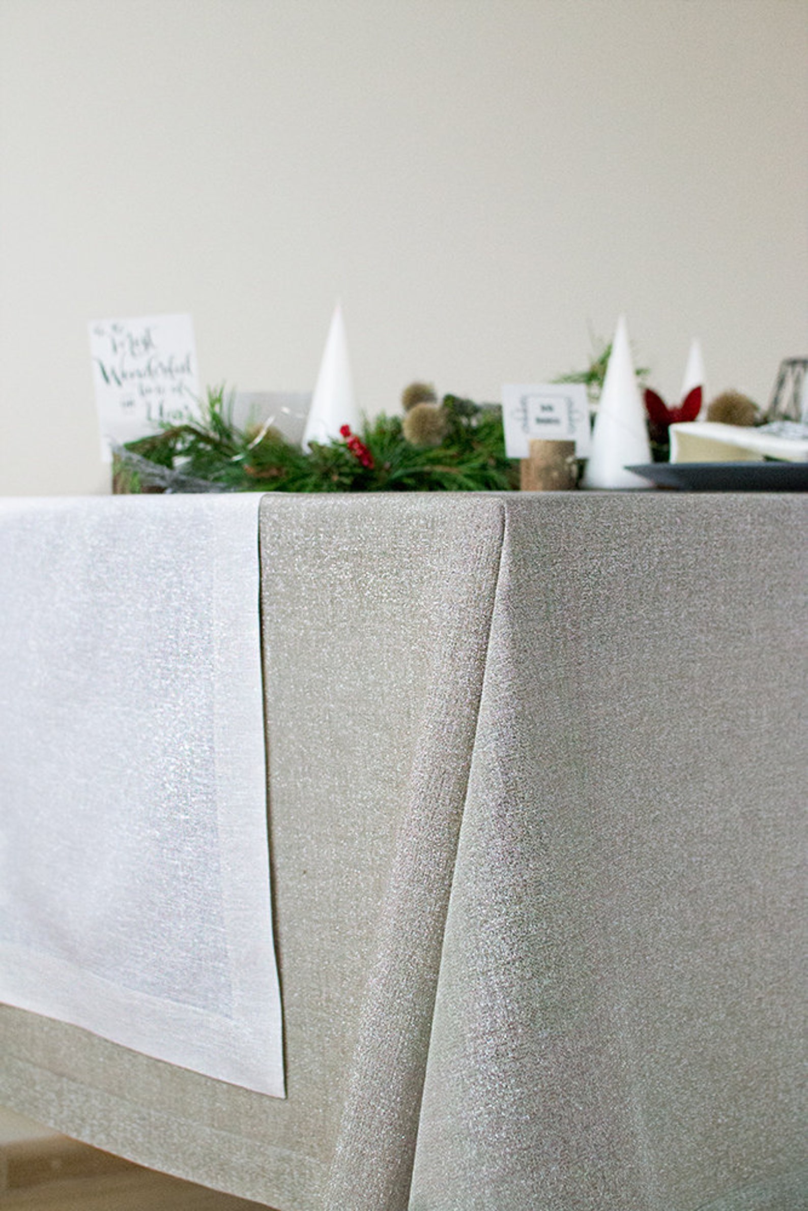 Silver Linen TABLECLOTH Metallic Wedding Dinner Table Cover - Etsy