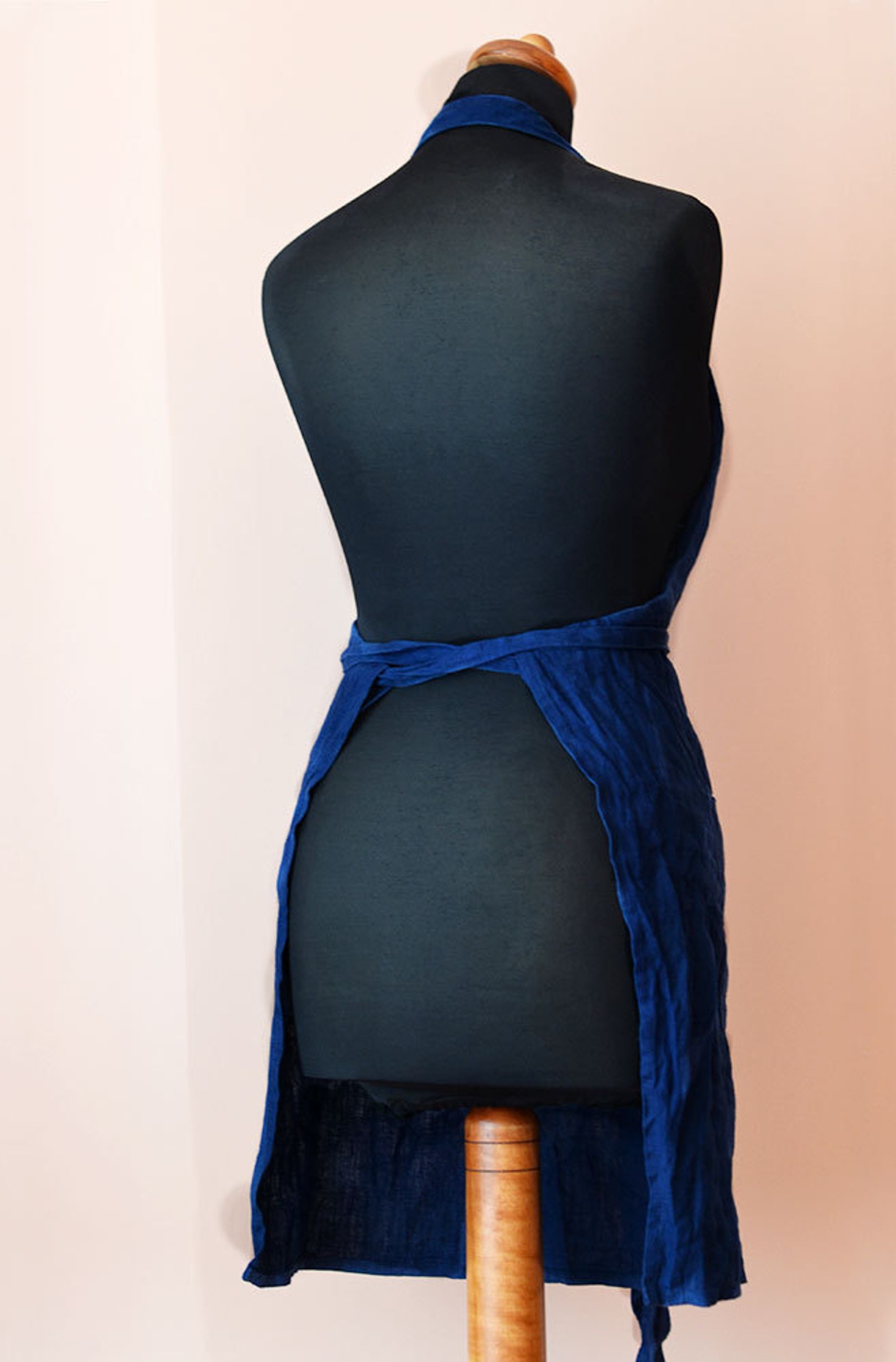 Full Linen Apron Navy Blue Apron Stone Washed Pinafore Apron - Etsy