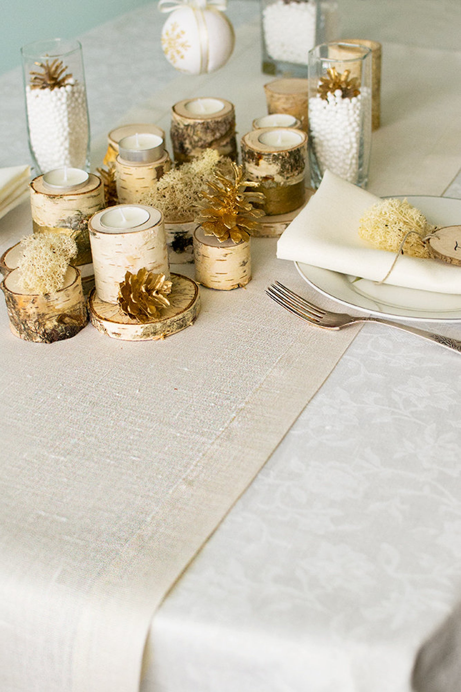 Gold Table Runner Woodland Wedding Dinner Decor White | Etsy