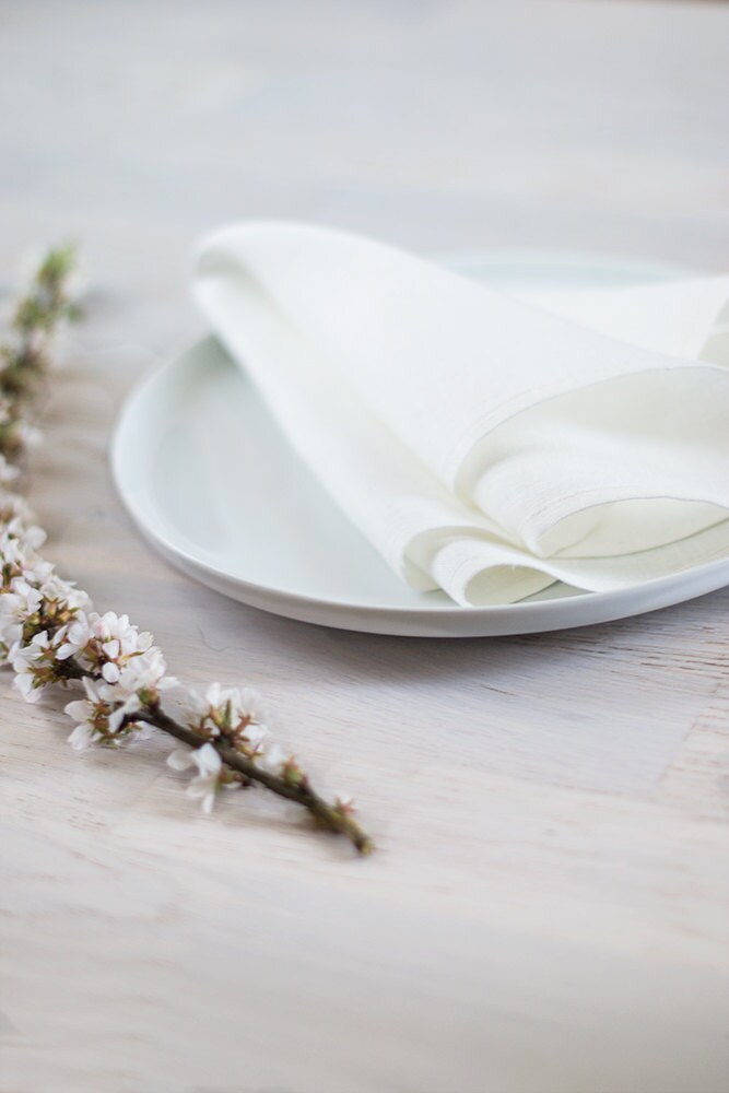 White Linen Napkins Wedding Party Table Decor Napkins Set of - Etsy