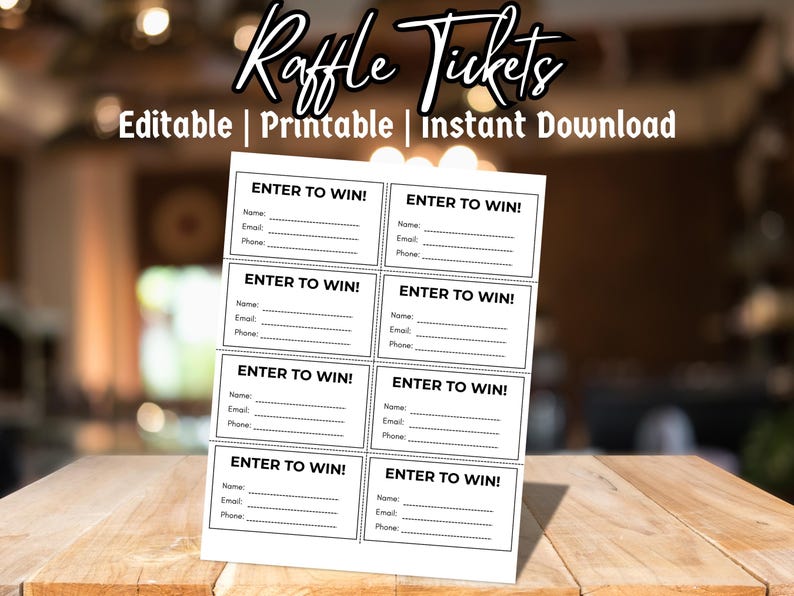 Printable Raffle Tickets Template: Minimalist Fundraiser Design (8.5x11 ...