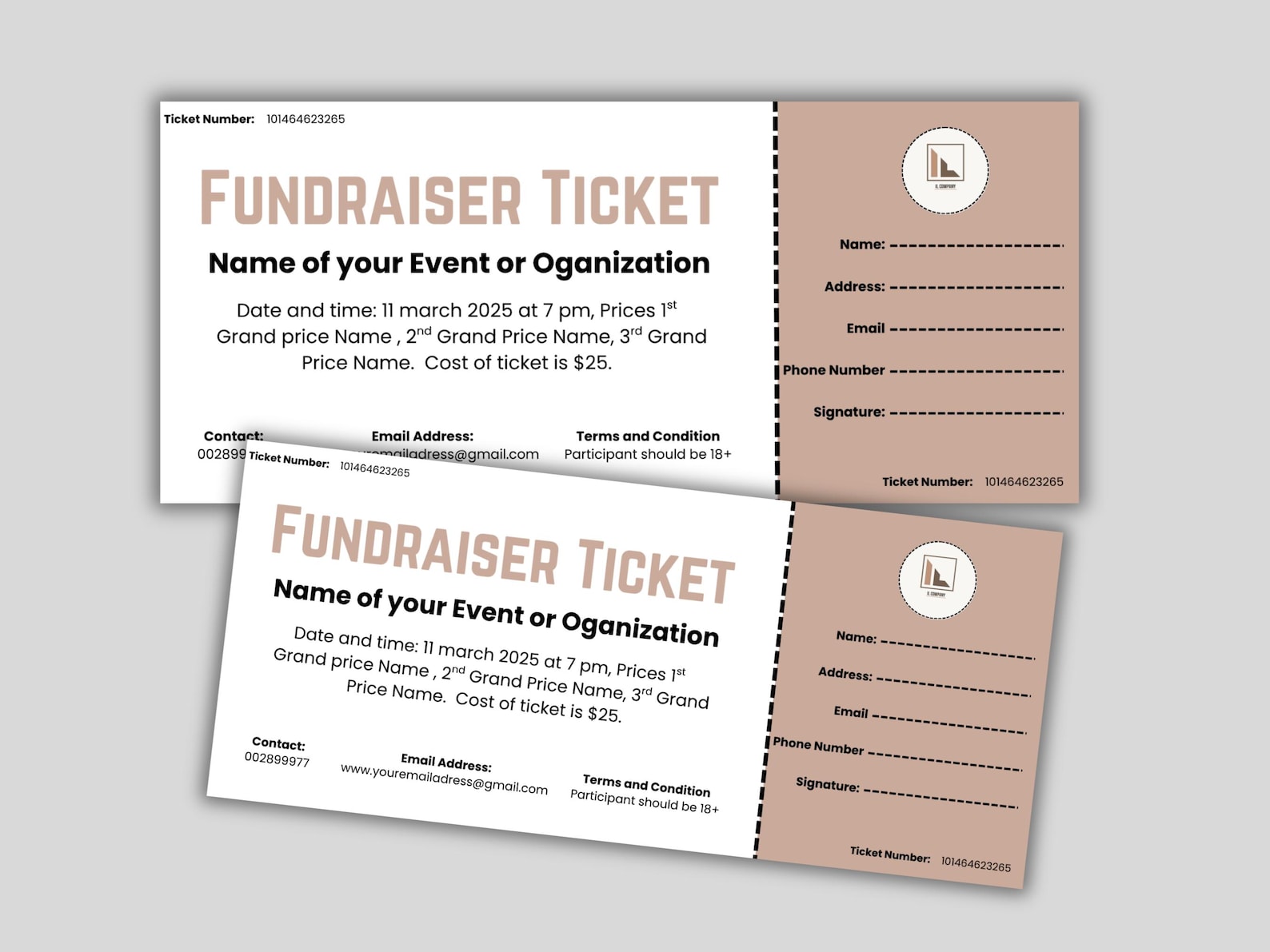 Editable Fundraiser Raffle Ticket Template: DIY Charity Event (canva ...