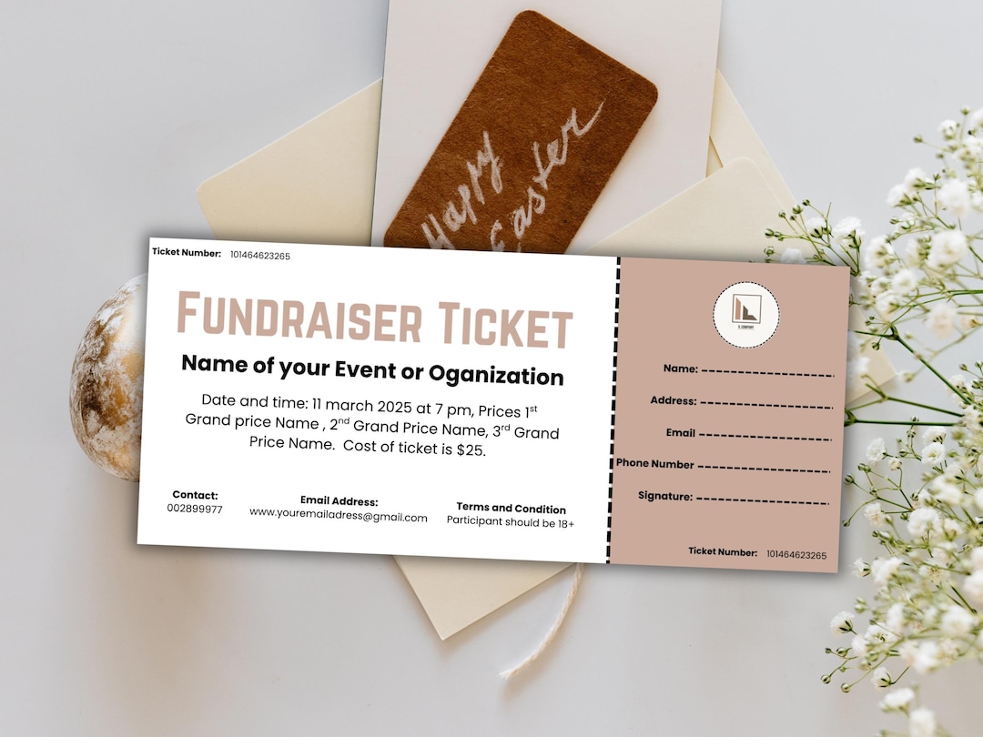 Editable Fundraiser Raffle Ticket Template: DIY Charity Event (canva ...