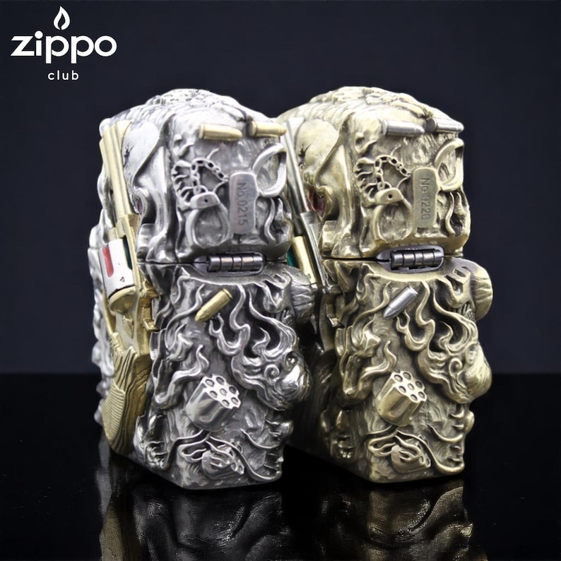 3D Skull Octopus Revolver Zippo Lighter | Premium Metal Carved Design ...