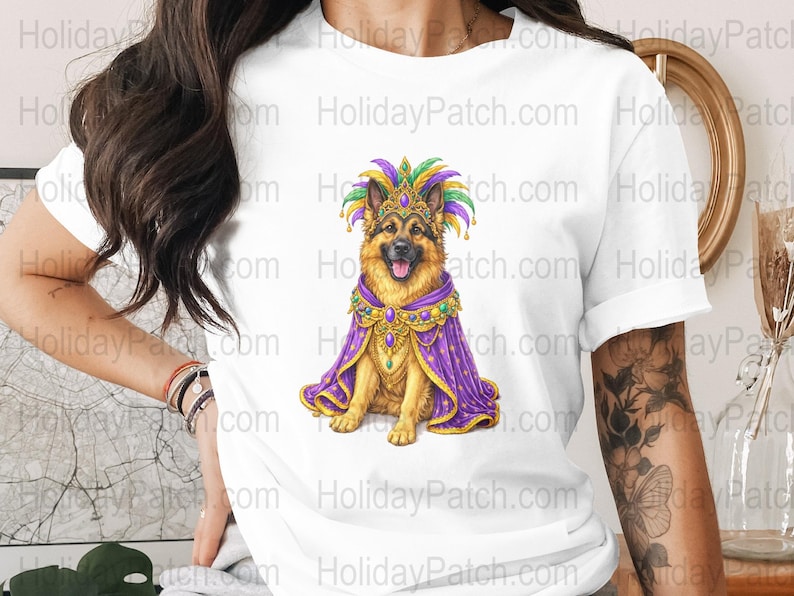 Mardi Gras German Shepherd, Funny Dog PNG, Festive Pet Lover, Carnival ...