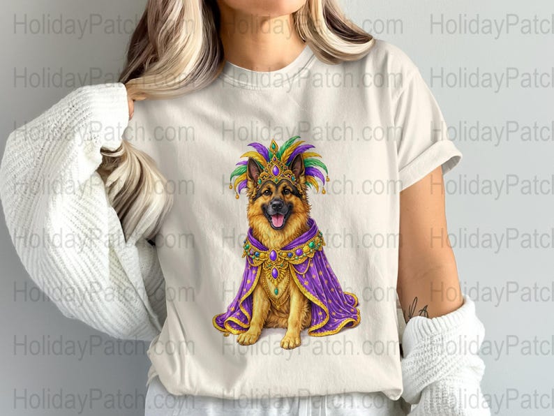 Mardi Gras German Shepherd, Funny Dog PNG, Festive Pet Lover, Carnival ...