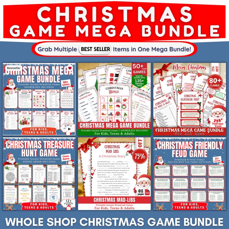 Mega Christmas Games Bundle, Christmas Bingo, Christmas Feud, Christmas ...