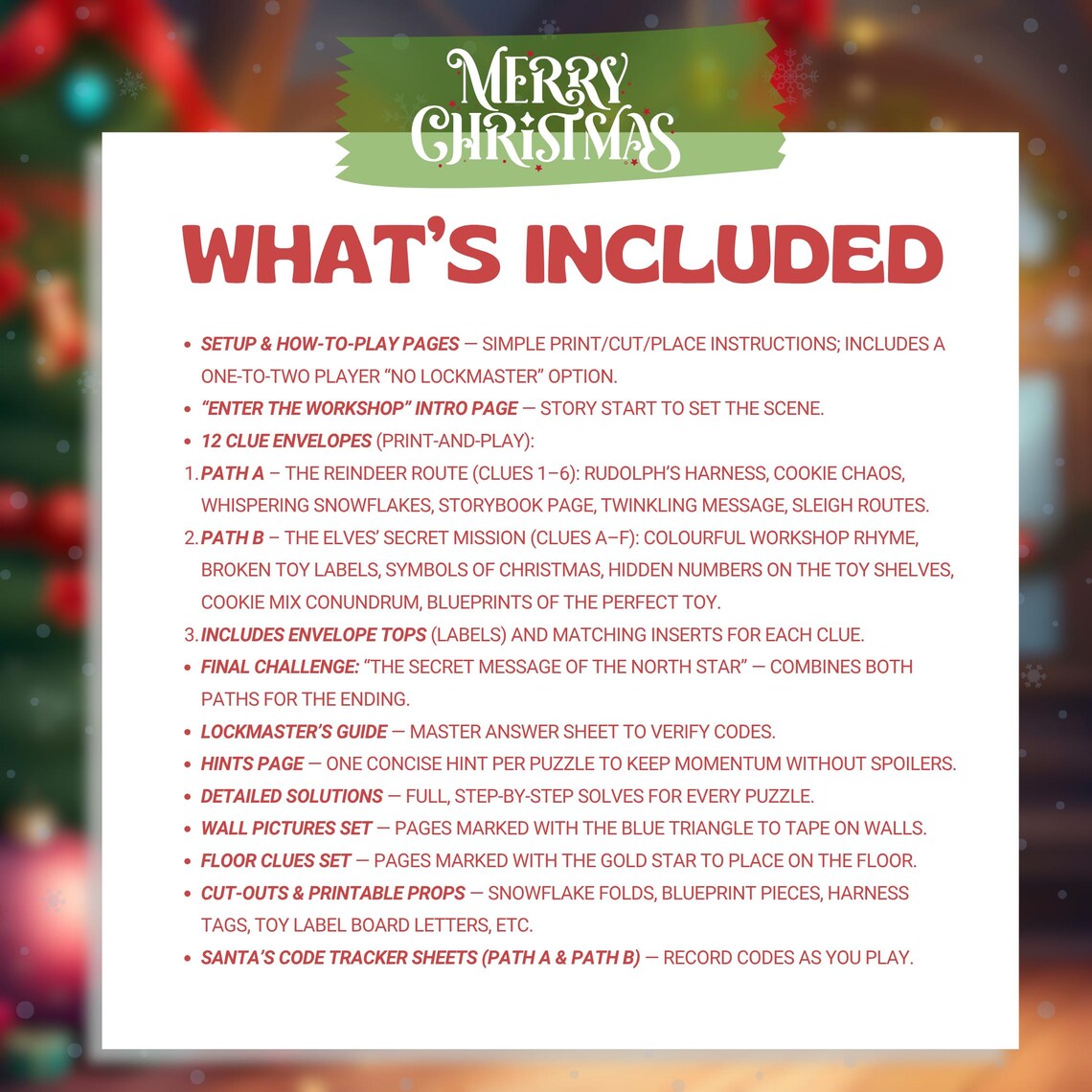 Printable Christmas Escape Room Game – DIY Holiday Puzzle Kit for Kids ...