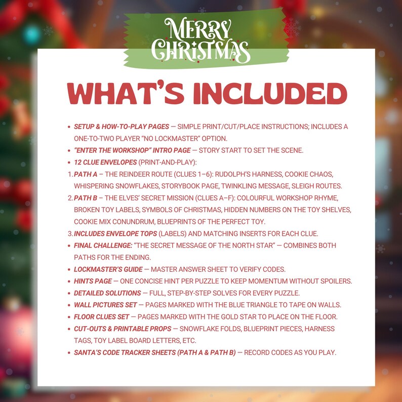 Printable Christmas Escape Room Game – DIY Holiday Puzzle Kit for Kids ...