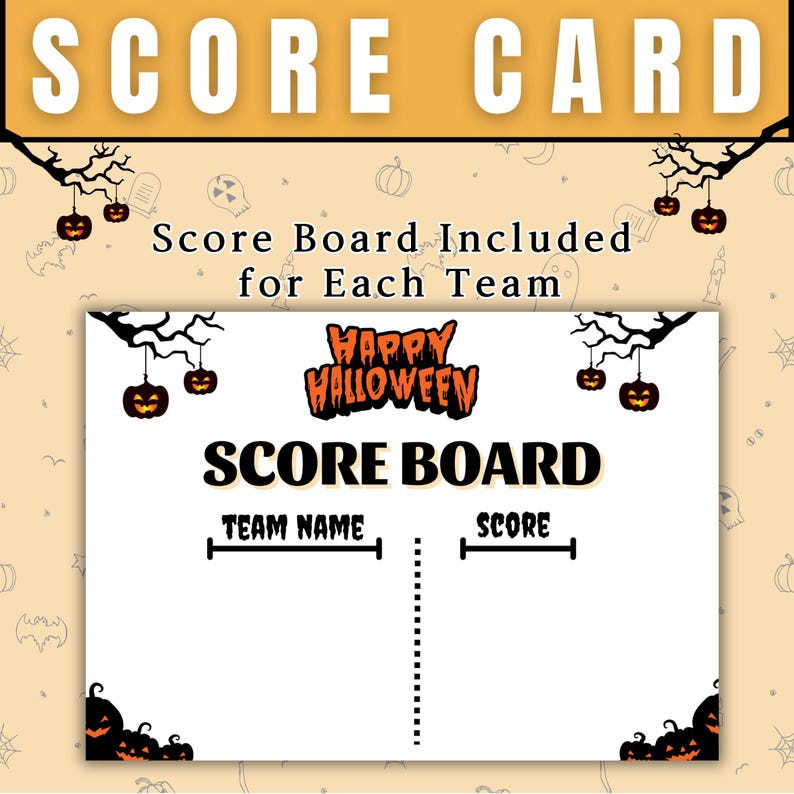 Family Feud Game - Halloween, 50+ Printable Question Cards With Score ...