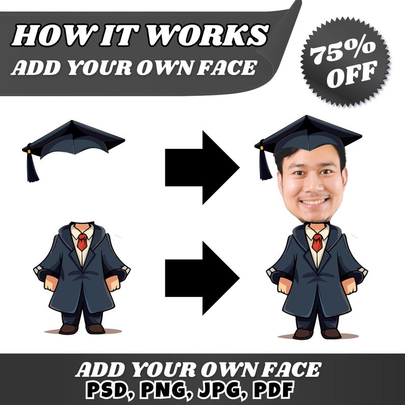 Graduation Party Game – Add Your Face Printable Photo Prop, Grad ...