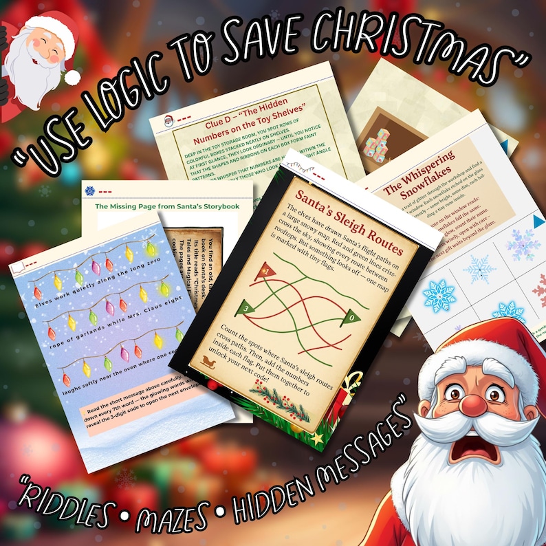 Printable Christmas Escape Room Game – DIY Holiday Puzzle Kit for Kids ...