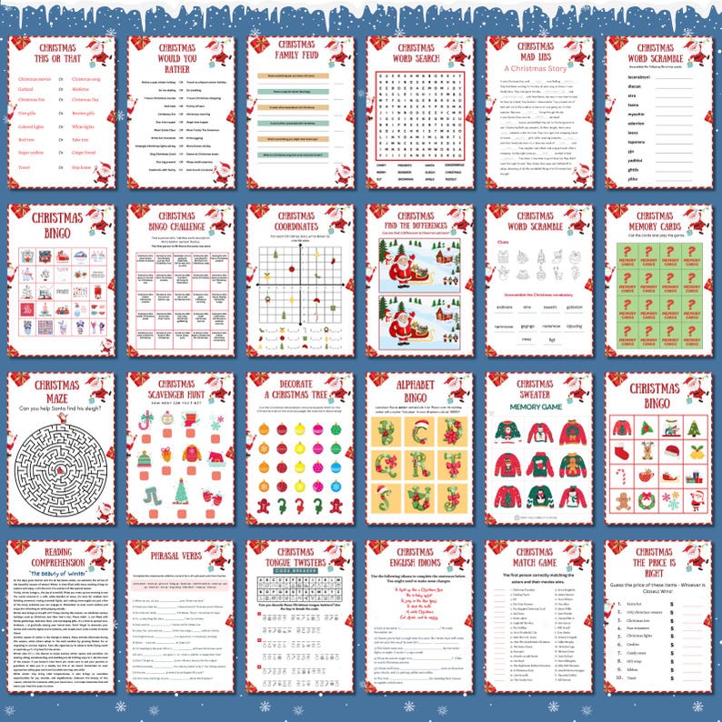 50+ Christmas Games Bundle, Christmas Party Games, School Christmas ...