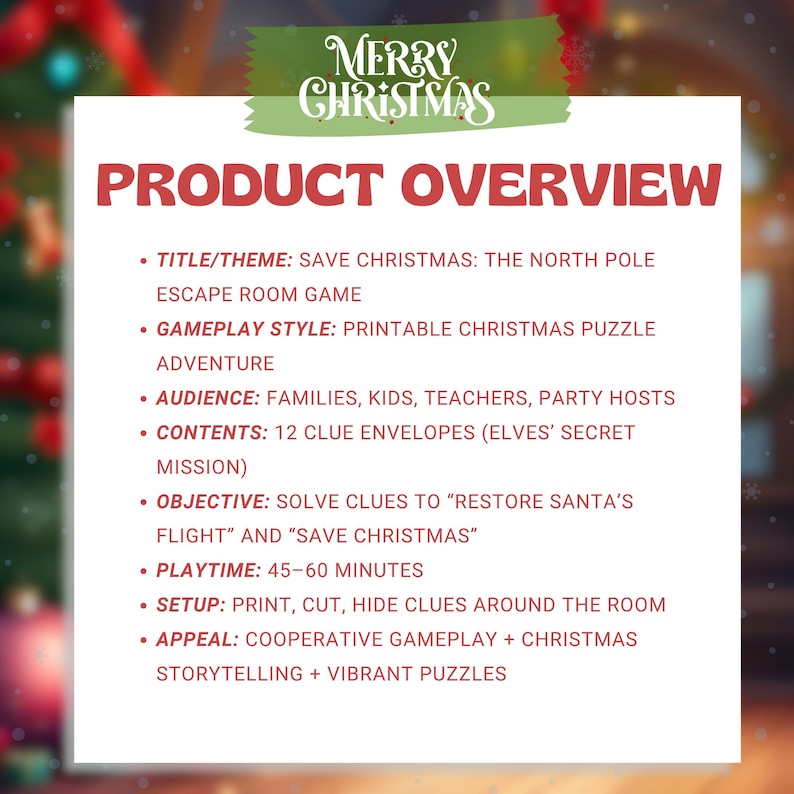 Printable Christmas Escape Room Game – DIY Holiday Puzzle Kit for Kids ...