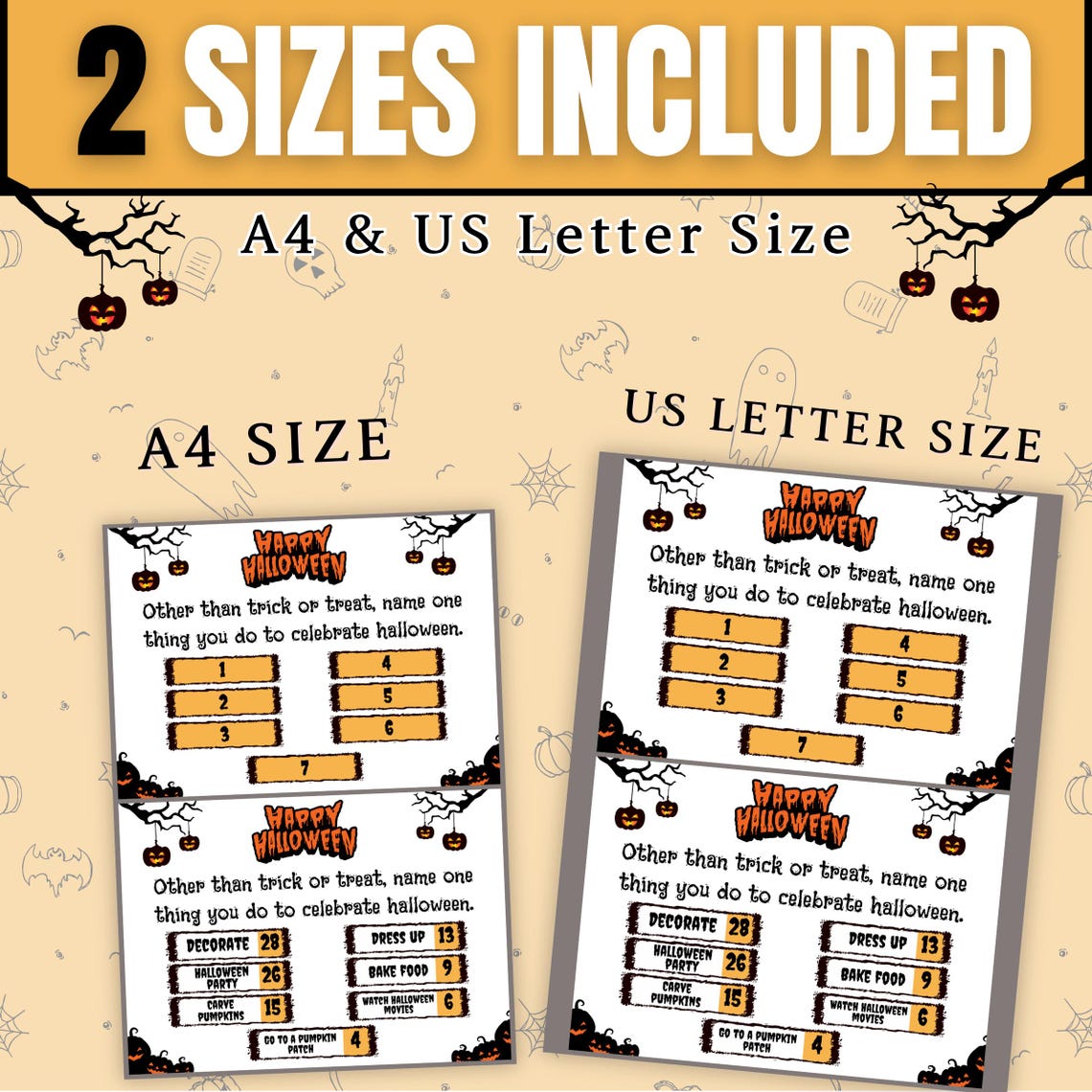 Family Feud Game - Halloween, 50+ Printable Question Cards With Score ...