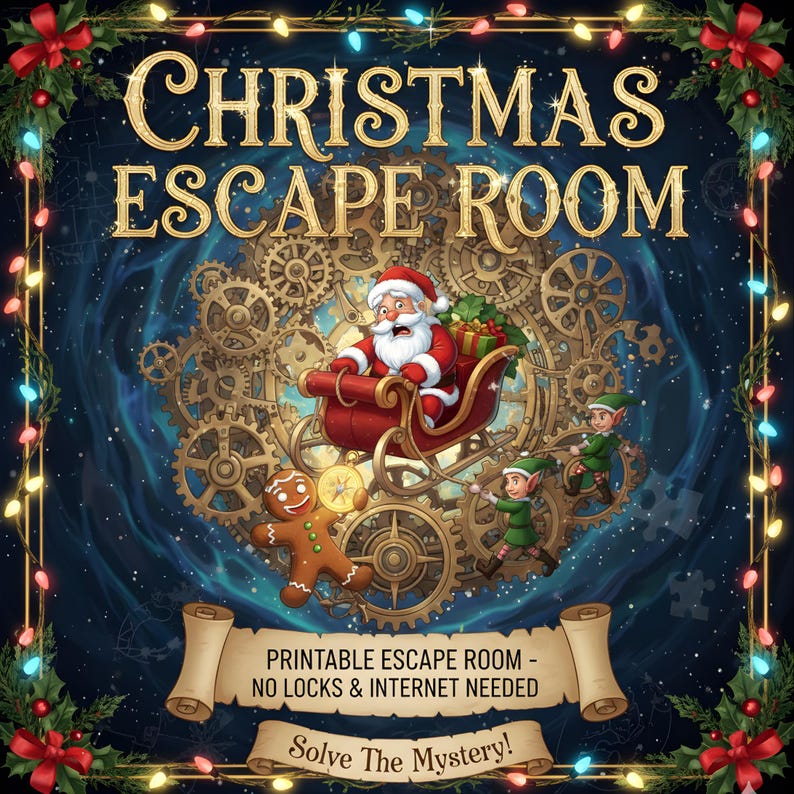 Printable Christmas Escape Room Game – DIY Holiday Puzzle Kit for Kids ...