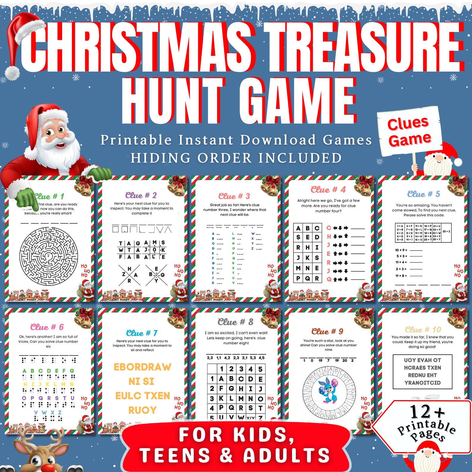 Indoor Christmas Treasure Hunt, Xmas Scavenger Hunt, Christmas Activity ...
