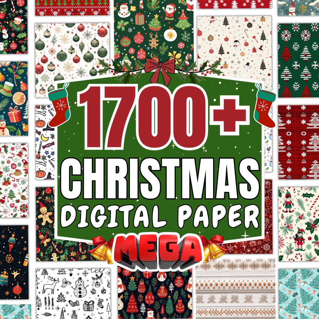 Digital Paper Mega Bundle - Christmas, 1700 Plus Seamless 12x12 ...