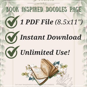 Printable Book Inspired Doodles Page | Reading Journal PDF | Book ...