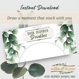 Printable Book Inspired Doodles Page | Reading Journal PDF | Book ...
