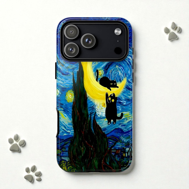Van Gogh Tough Magsafe Phone Case, Cat Meme Funny Painting Parody ...